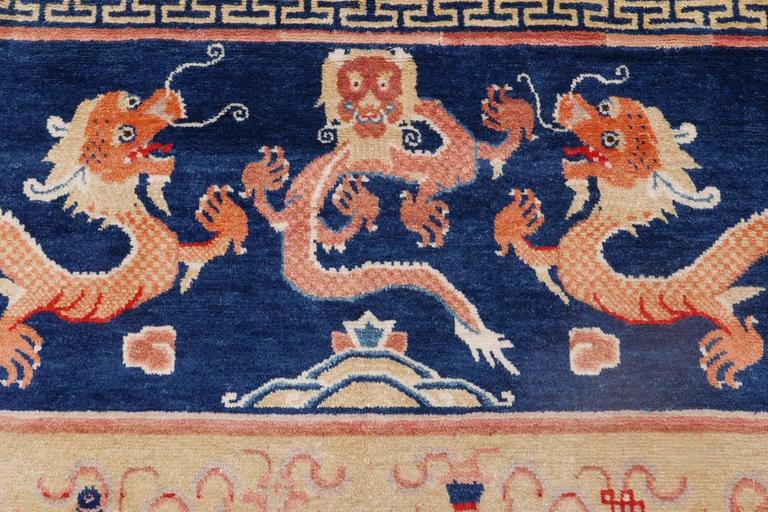 Rare Antique Imperial or Monastic Ningxia Nine Dragon Banner Rug For ...