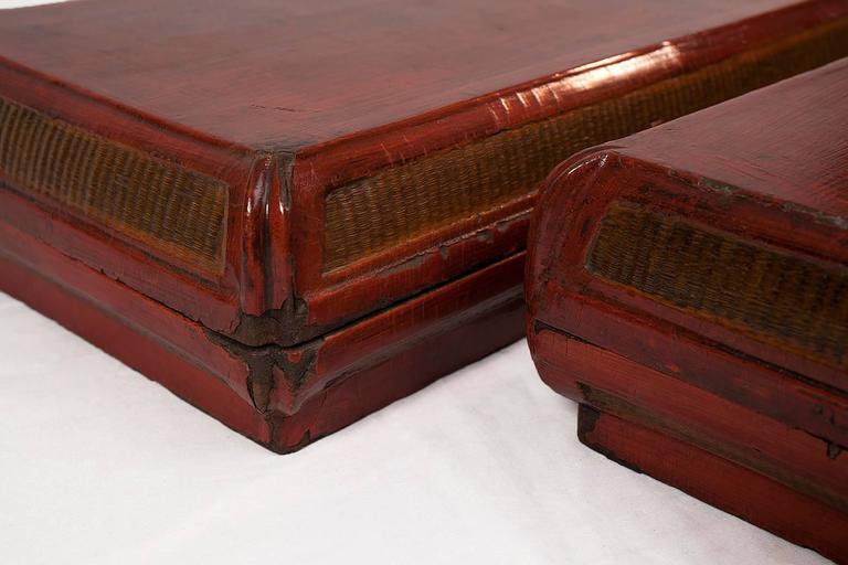 Qing Dynasty Pair of Red Lacquer Chinese Food Container Boxes For Sale ...