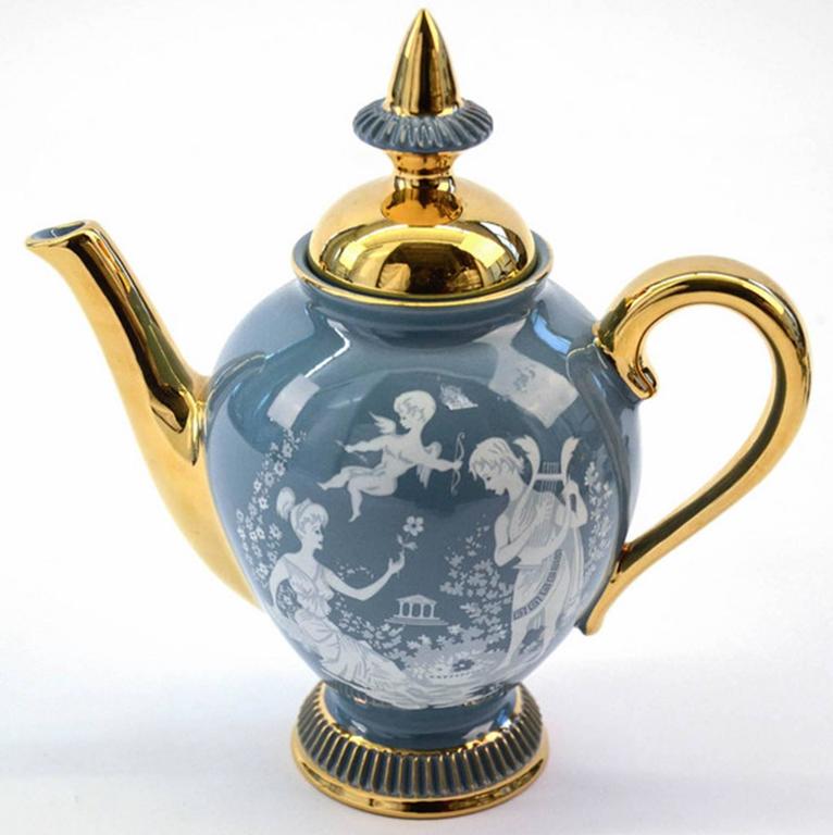 1955 Italian Florentine Turquoise Tea Seat Nine Pieces at 1stDibs