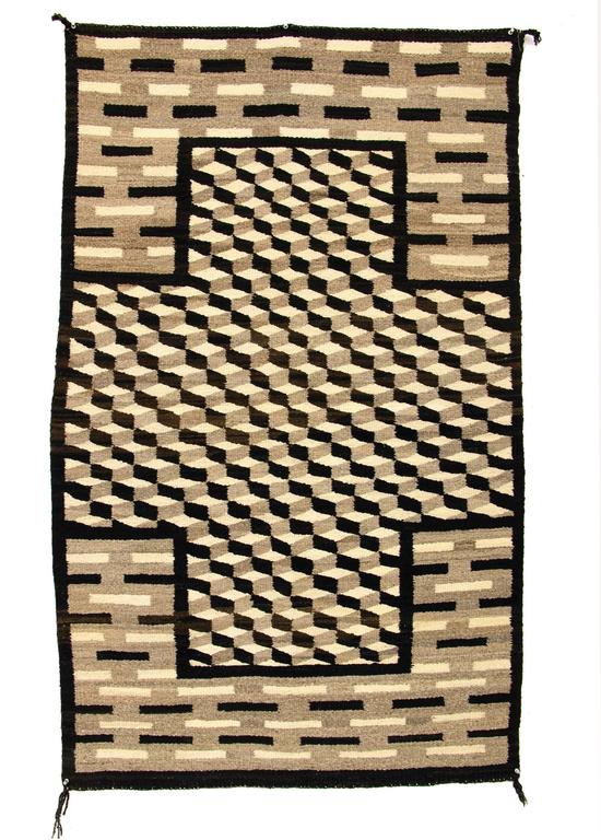 Vintage Navajo Optical 'Tumbling Block' Weaving or Rug, circa 1940 at ...
