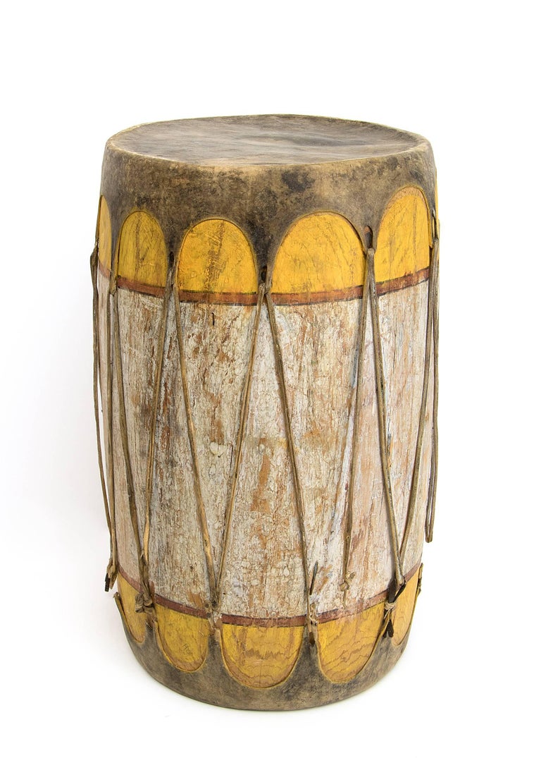 Pair of Large Antique Southwestern Native American Drums, Pueblo, circa ...