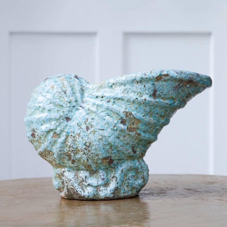 French Turquoise Ceramic Planter Vase, 1960s at 1stDibs