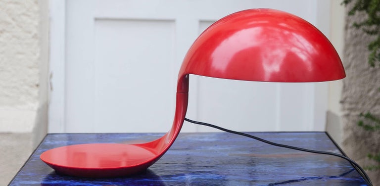Rare Red Cobra Table Lamp by Elio Martinelli, Italy at 1stDibs