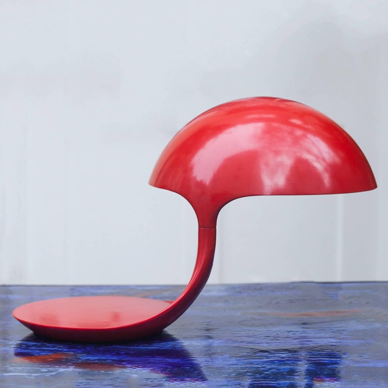 Rare Red Cobra Table Lamp by Elio Martinelli, Italy at 1stDibs