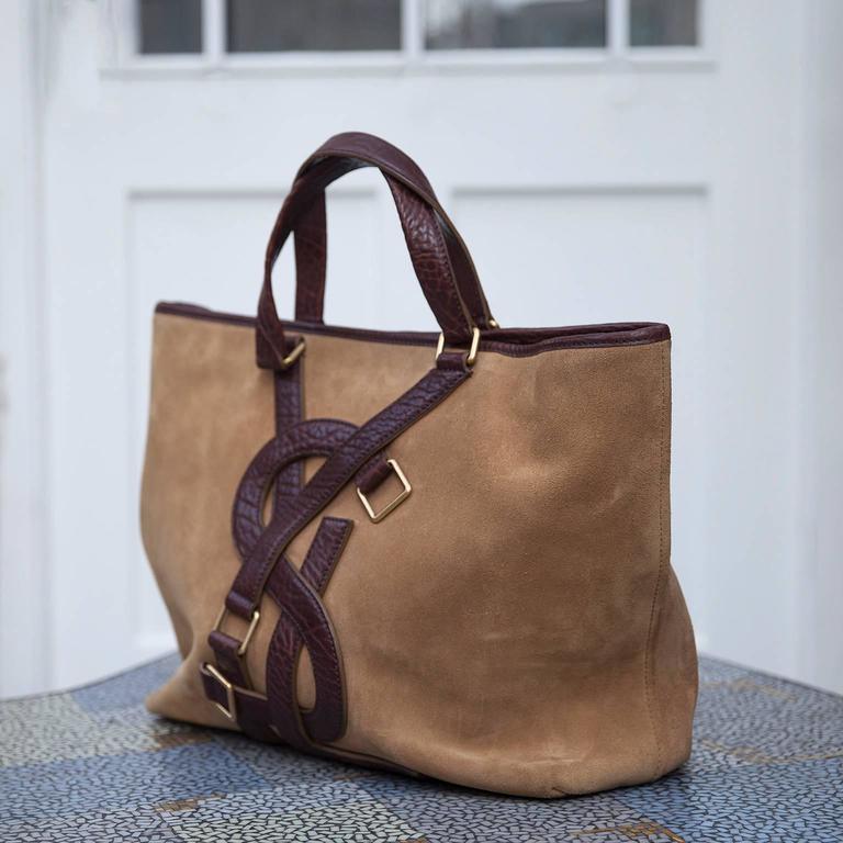 Yves Saint Laurent Shopper Weekender Suede Leather, 1970s at 1stDibs