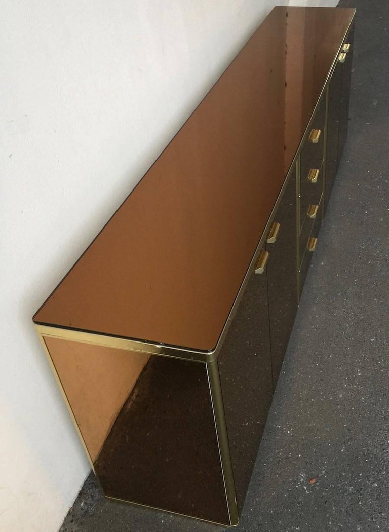 Wonderful Copper Mirrored Sideboard with Gilded Edges at 1stDibs