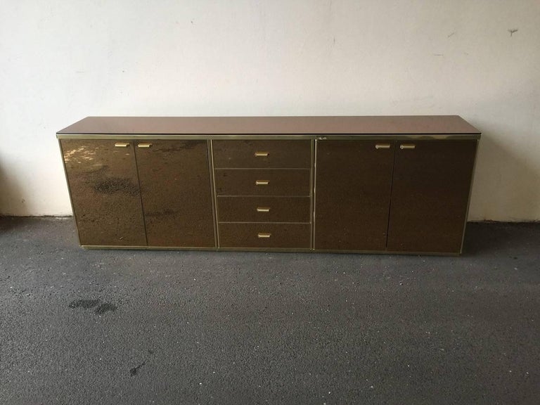 Wonderful Copper Mirrored Sideboard with Gilded Edges at 1stDibs