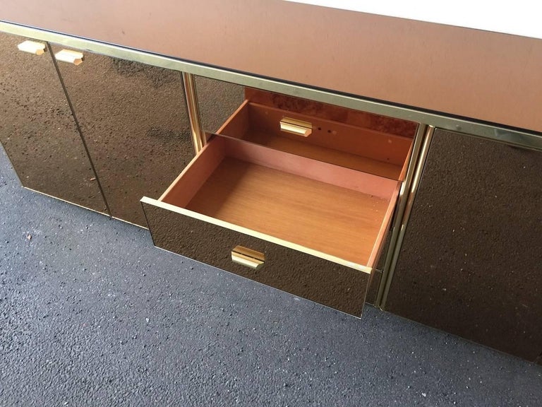 Wonderful Copper Mirrored Sideboard with Gilded Edges at 1stDibs