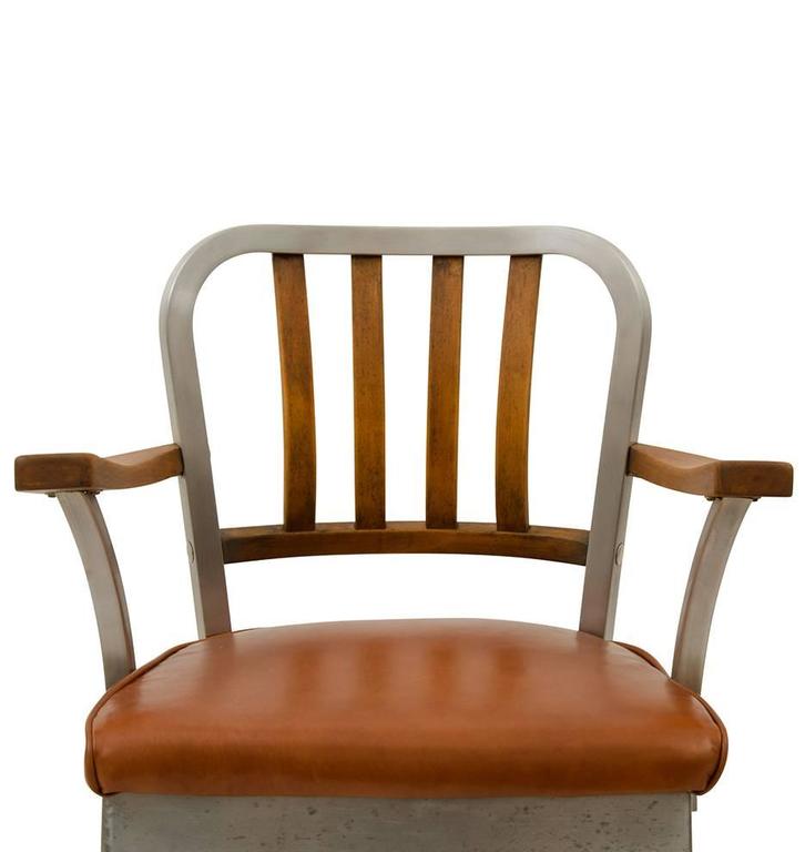 Shaw Walker Maple and Aluminium Armchair with Leather Seat, circa 1959 ...