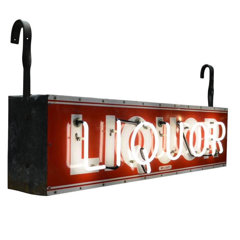Double-Sided Neon Liquor Sign with Porcelain Faceplates, circa 1940 at ...