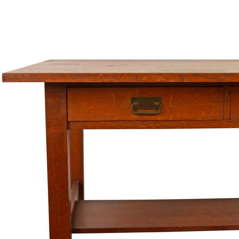 Solid Oak Stickley Style Library Desk, circa 1910 at 1stDibs