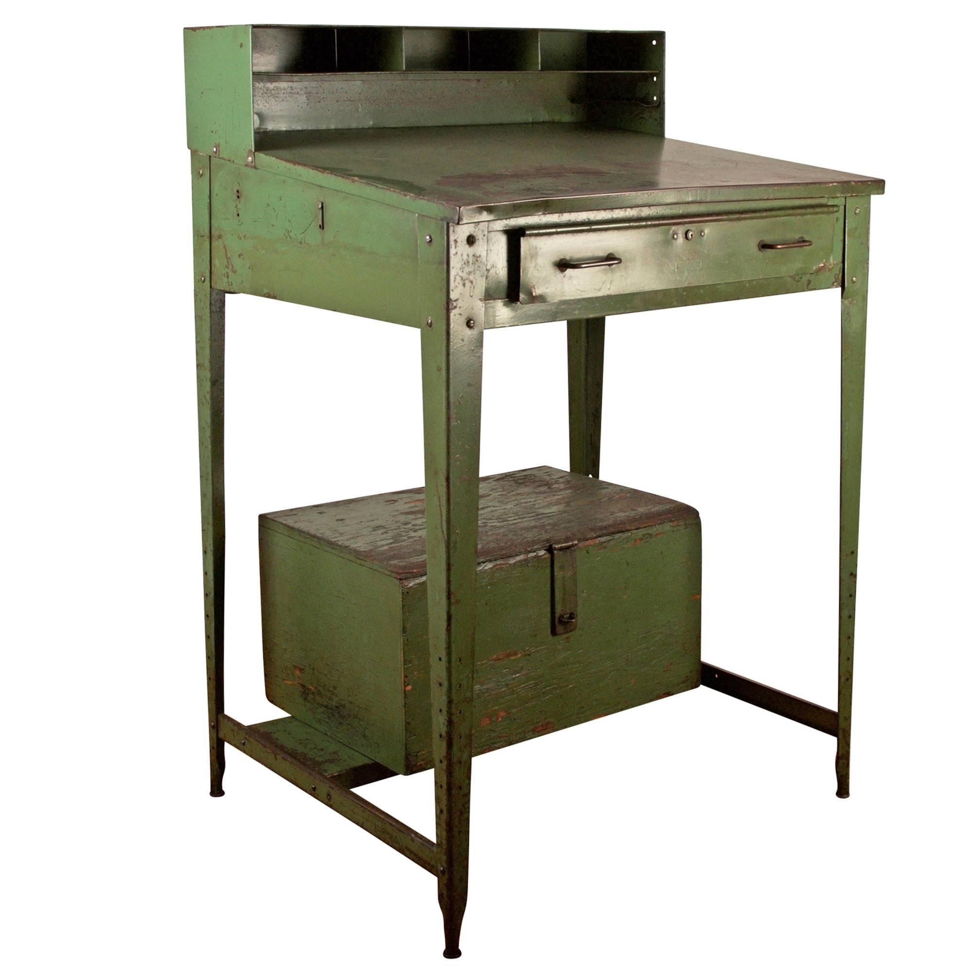 Steel Foreman's Desk with Built-In Trunk, circa 1935 For Sale at 1stDibs