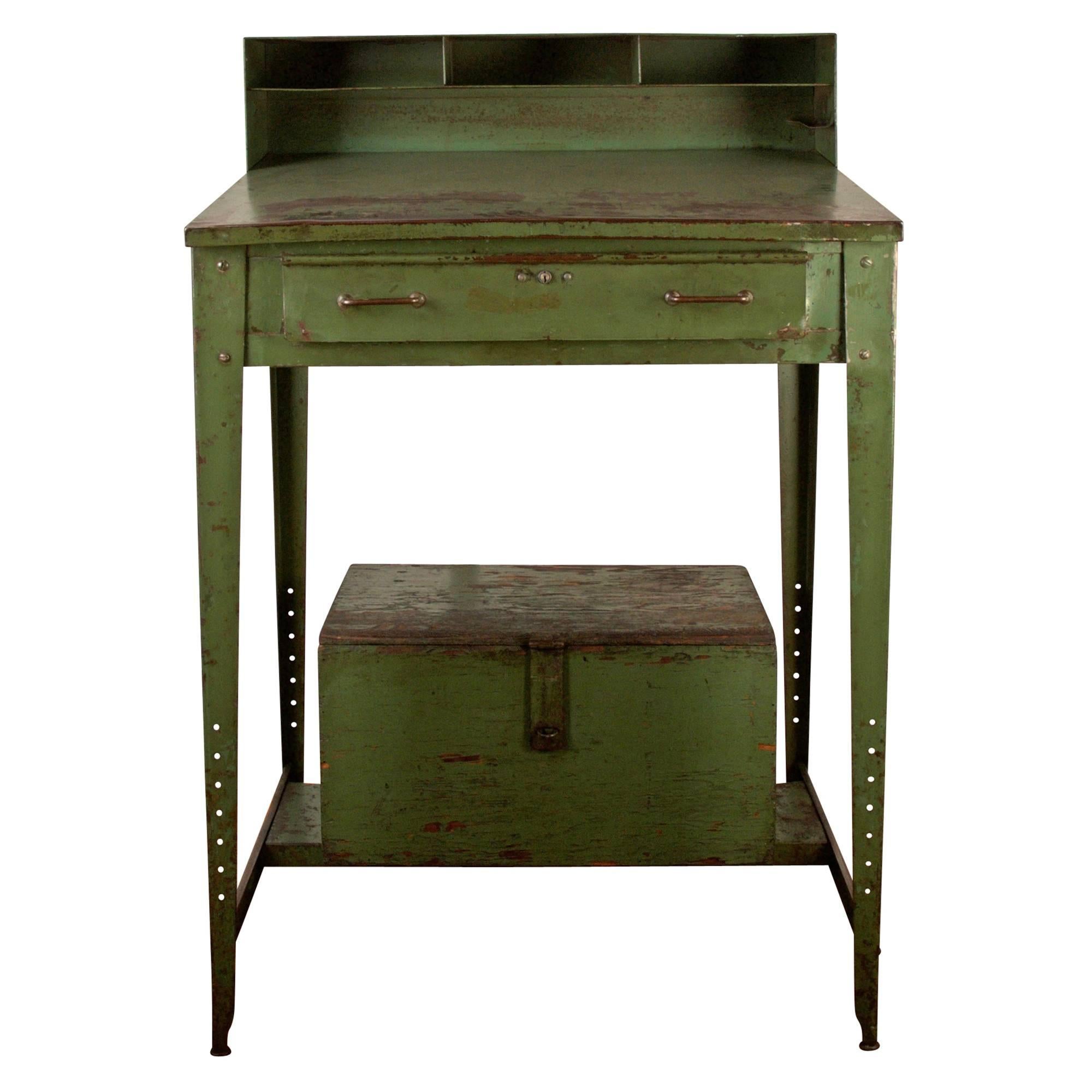 Steel Foreman's Desk with Built-In Trunk, circa 1935 For Sale at 1stDibs