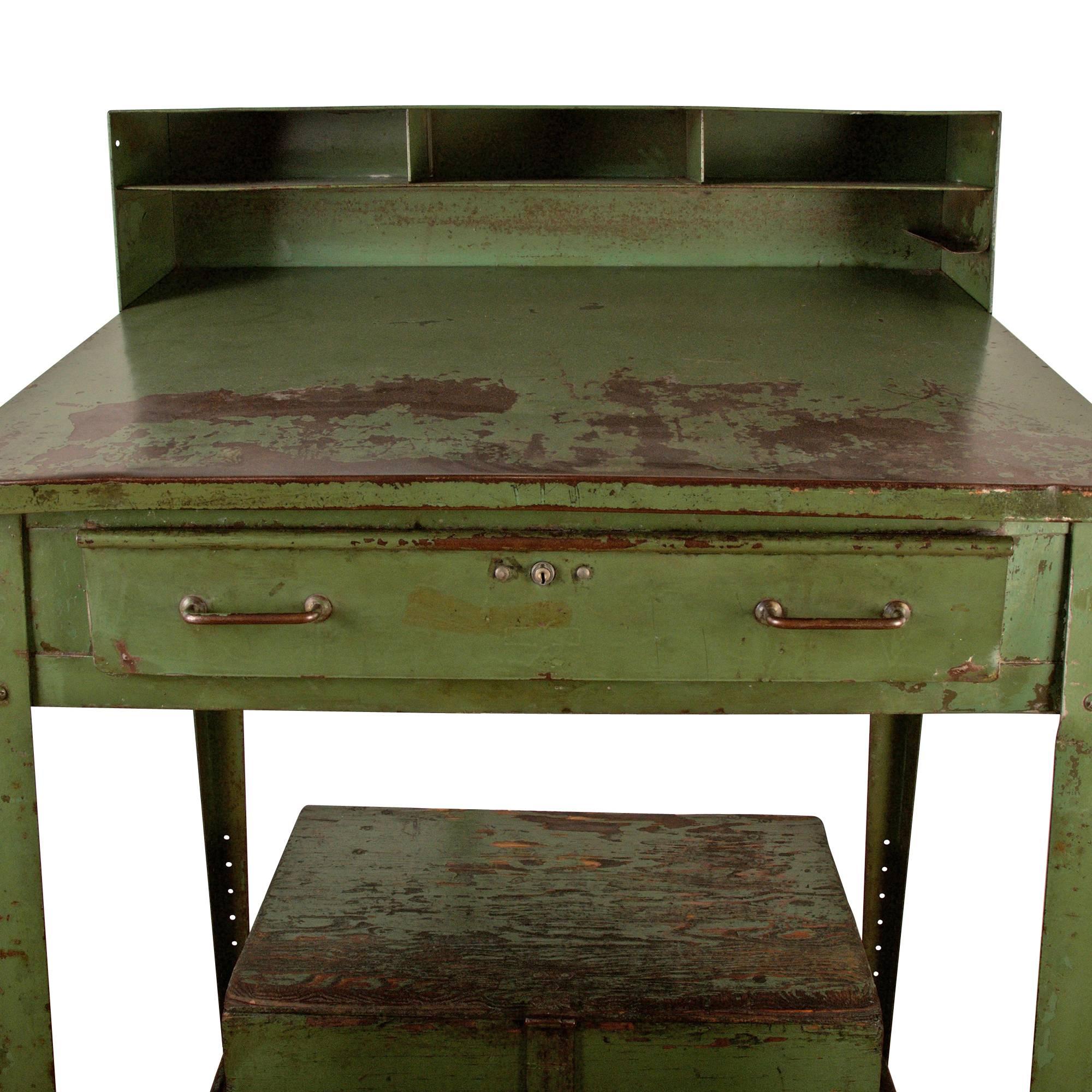 Steel Foreman's Desk with Built-In Trunk, circa 1935 For Sale at 1stDibs