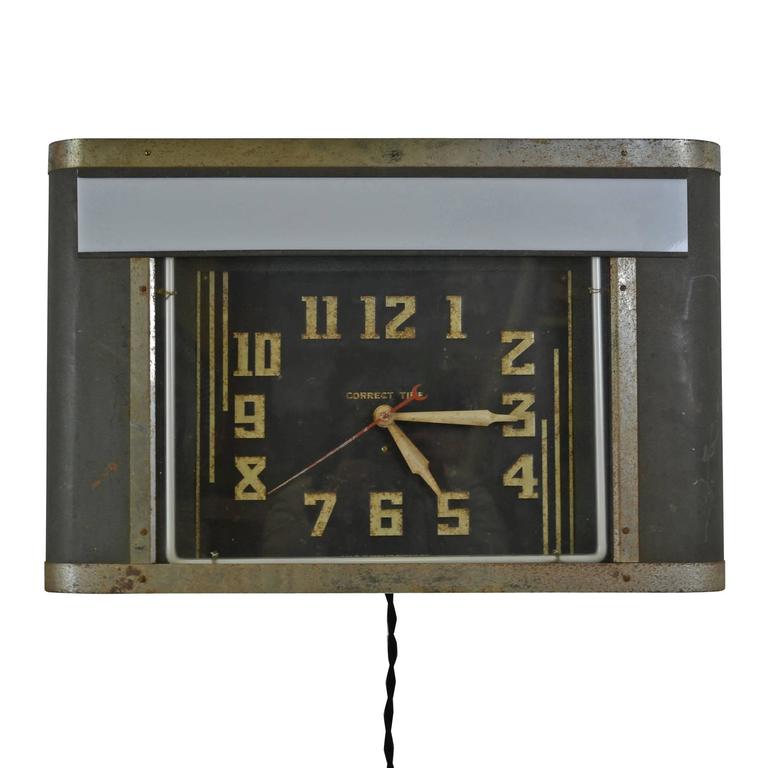 Vintage Correct Time Neon Clock, circa 1930s at 1stDibs
