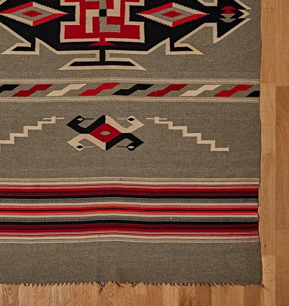 Banded Chimayo Navajo Weaving with Whirling Log Motif, circa 1920 For Sale at 1stDibs
