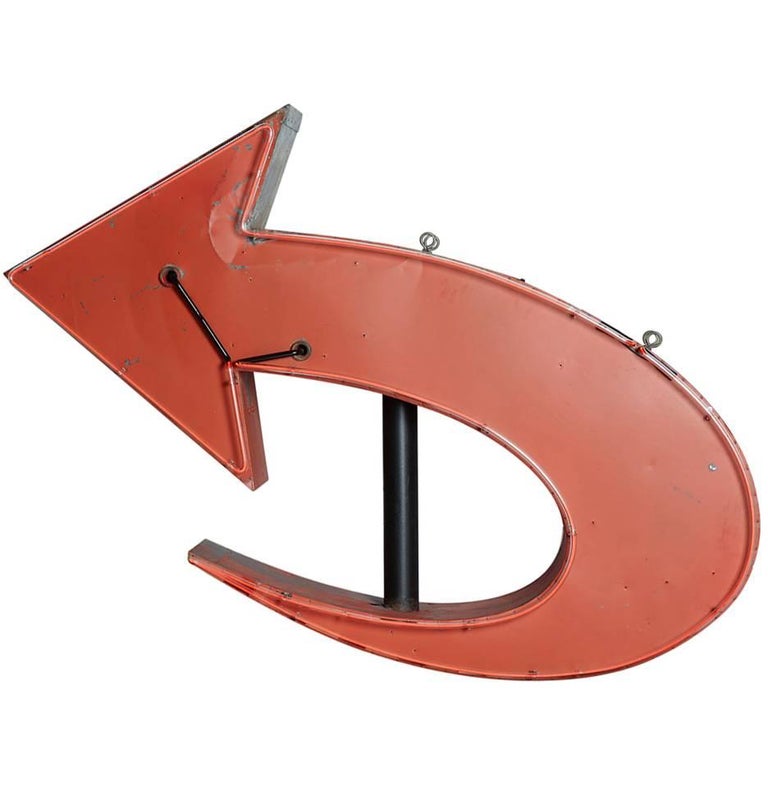 Enormous Double-Sided Red Neon Arrow Sign For Sale at 1stDibs