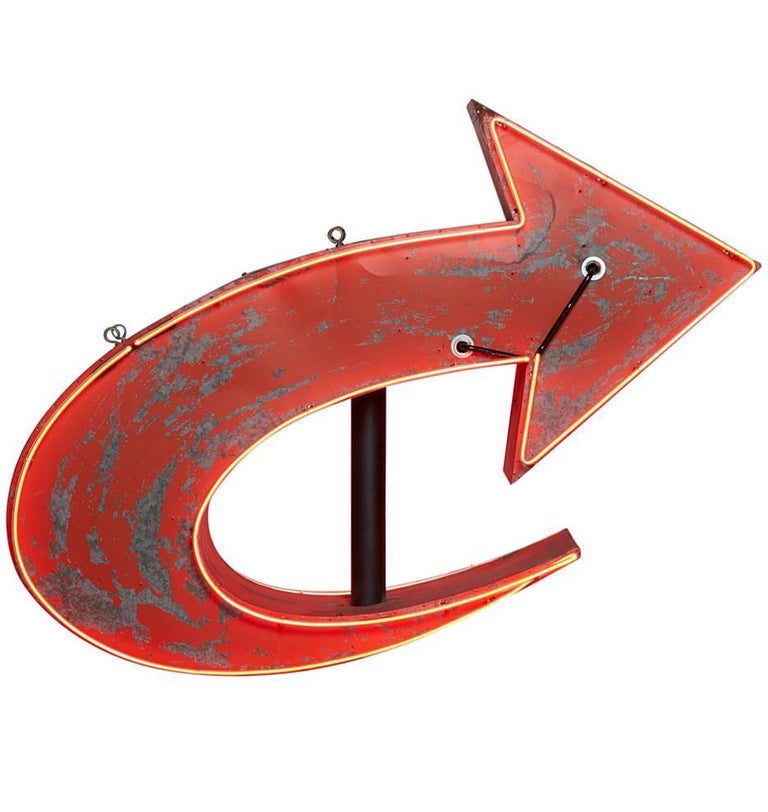 Enormous Double-Sided Red Neon Arrow Sign For Sale at 1stDibs