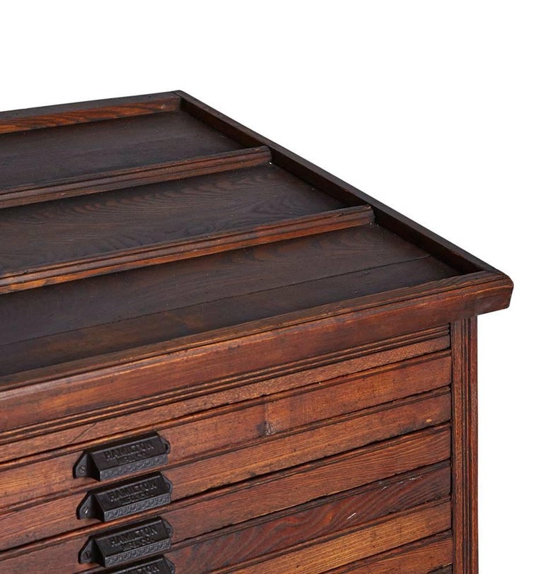 Extra-Large Oak Hamilton Cabinet with Angled Composing Surface, circa ...