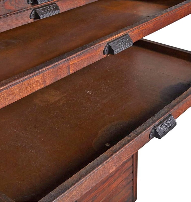 Extra-Large Oak Hamilton Cabinet with Angled Composing Surface, circa ...