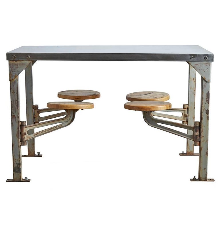 Industrial Swing-Arm Mess Hall Table with Polished Top, circa 1940s For ...