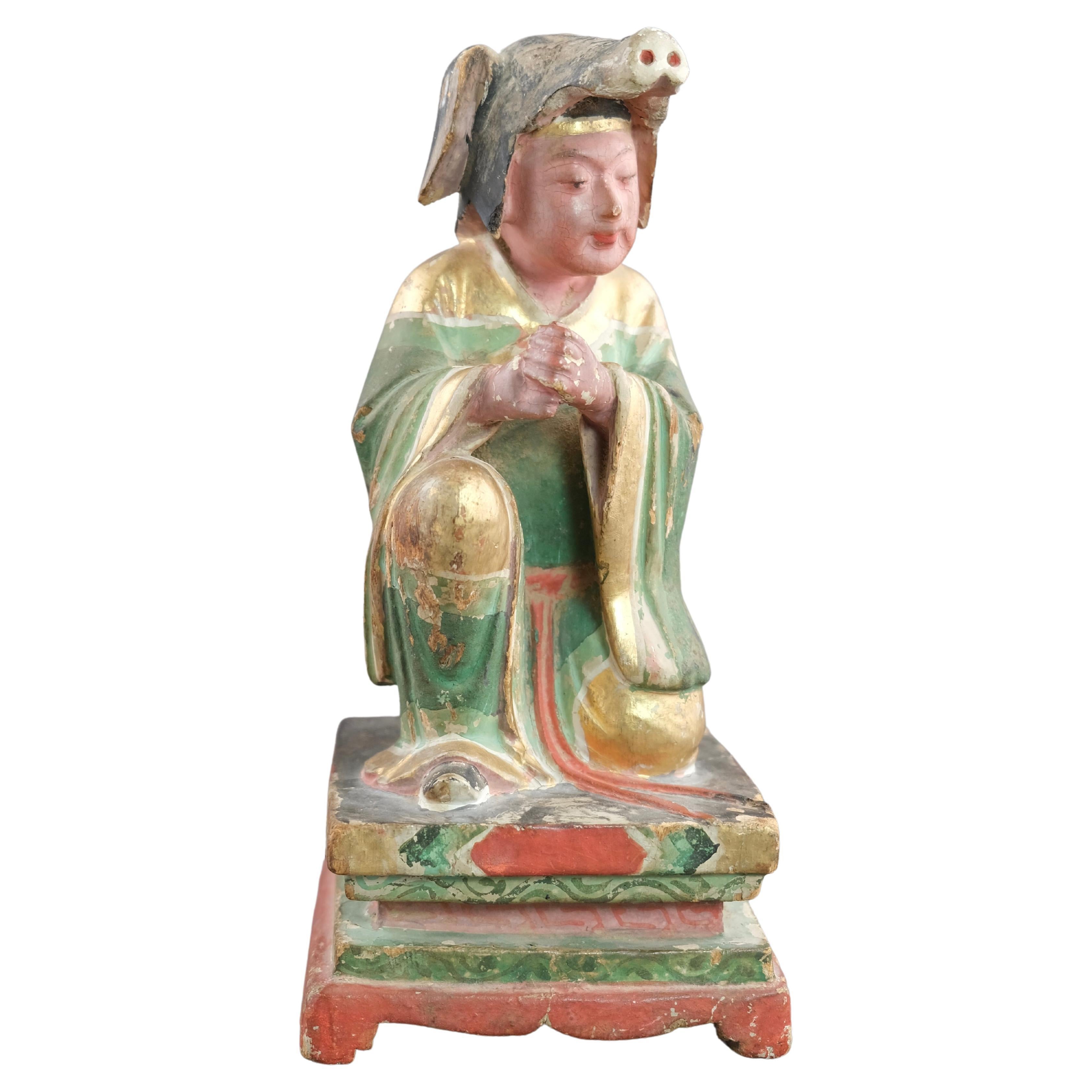 Painted Wooden Sculpture of a Munk, 19th C at 1stDibs