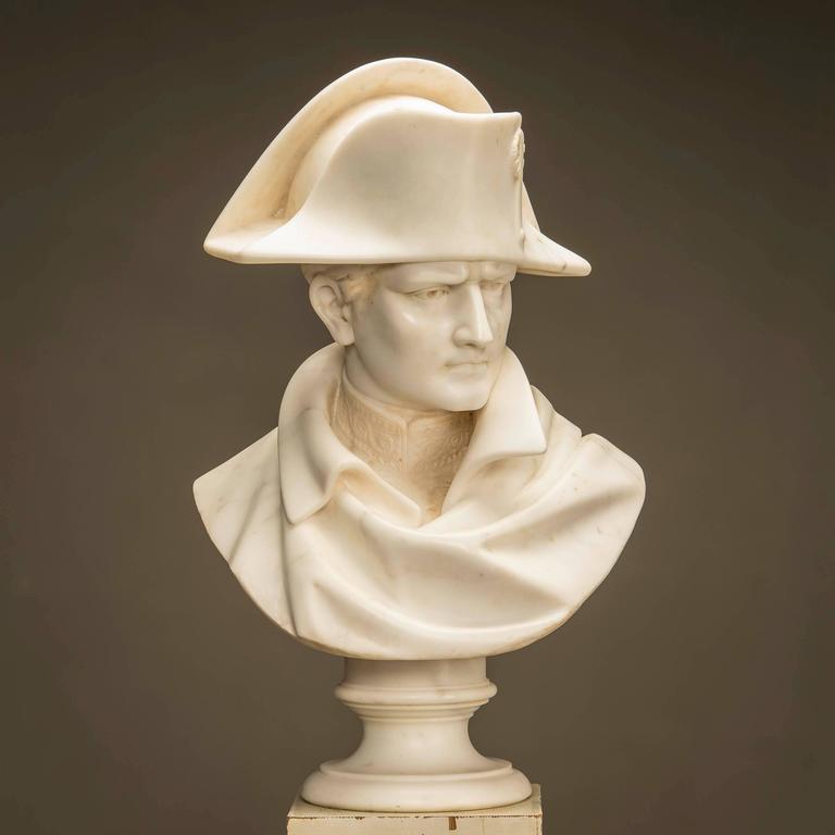 Marble Bust of Napoleon, Signed, on an Original Wood Base at 1stDibs