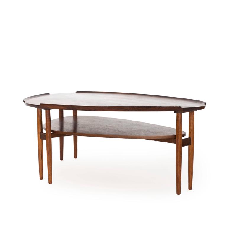 Arne Vodder Asymmetrical Rosewood Coffee Table at 1stDibs