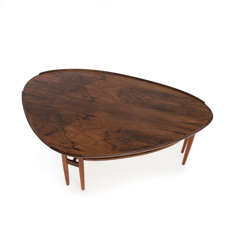 Arne Vodder Asymmetrical Rosewood Coffee Table at 1stDibs
