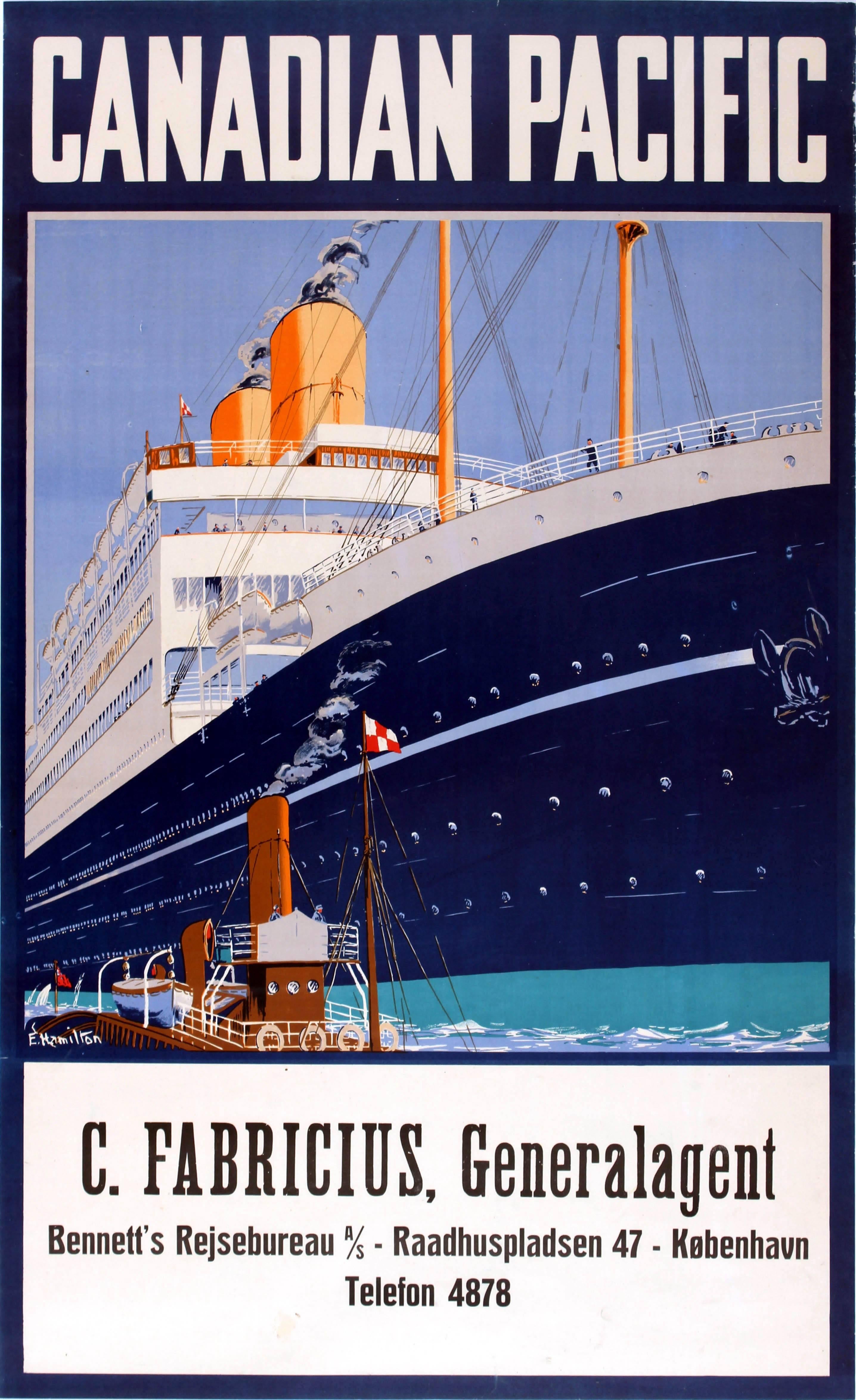 Original Vintage 1920s Cruise Ship Travel Advertising Poster - Canadian ...
