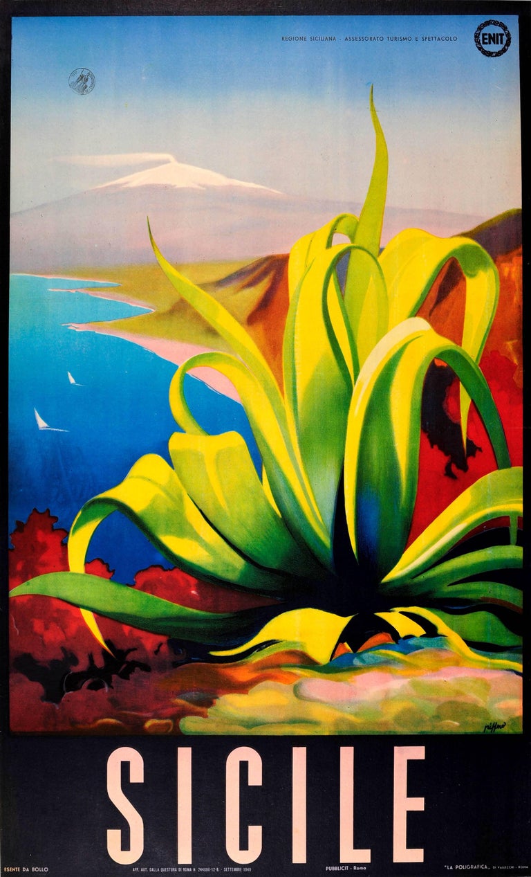 Original Vintage ENIT Travel Advertising Poster For Sicile Sicilia ...