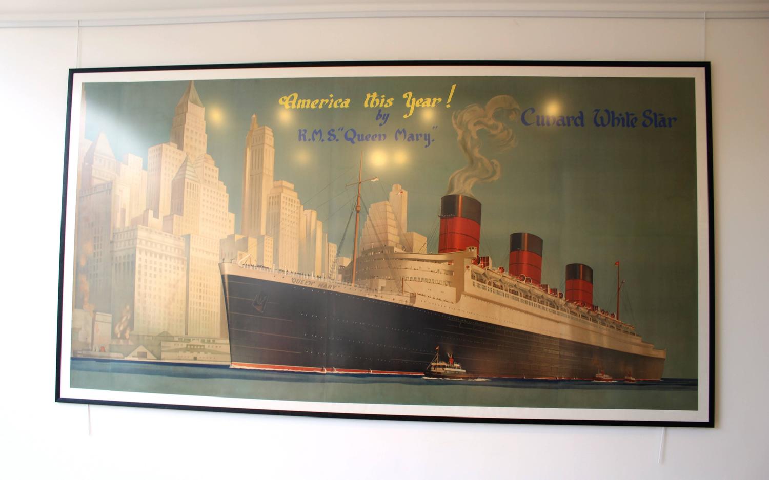 Very Rare Original 1930s Cunard White Star Queen Mary Poster "America ...
