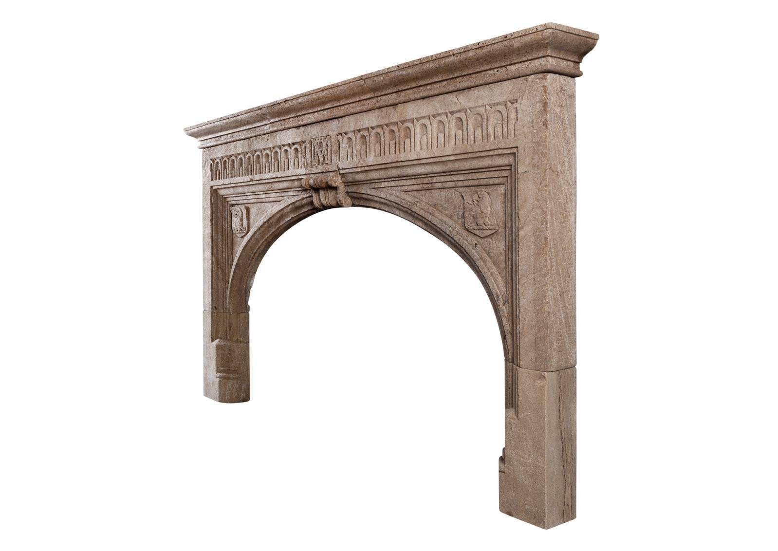 Large Gothic Hamstone Antique Fireplace at 1stDibs