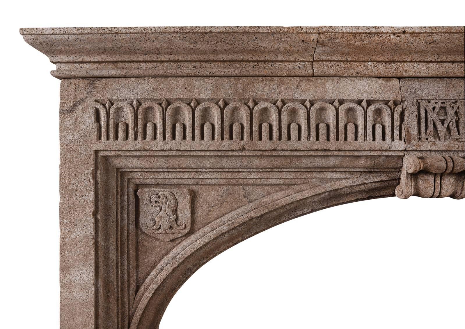 Large Gothic Hamstone Antique Fireplace at 1stDibs