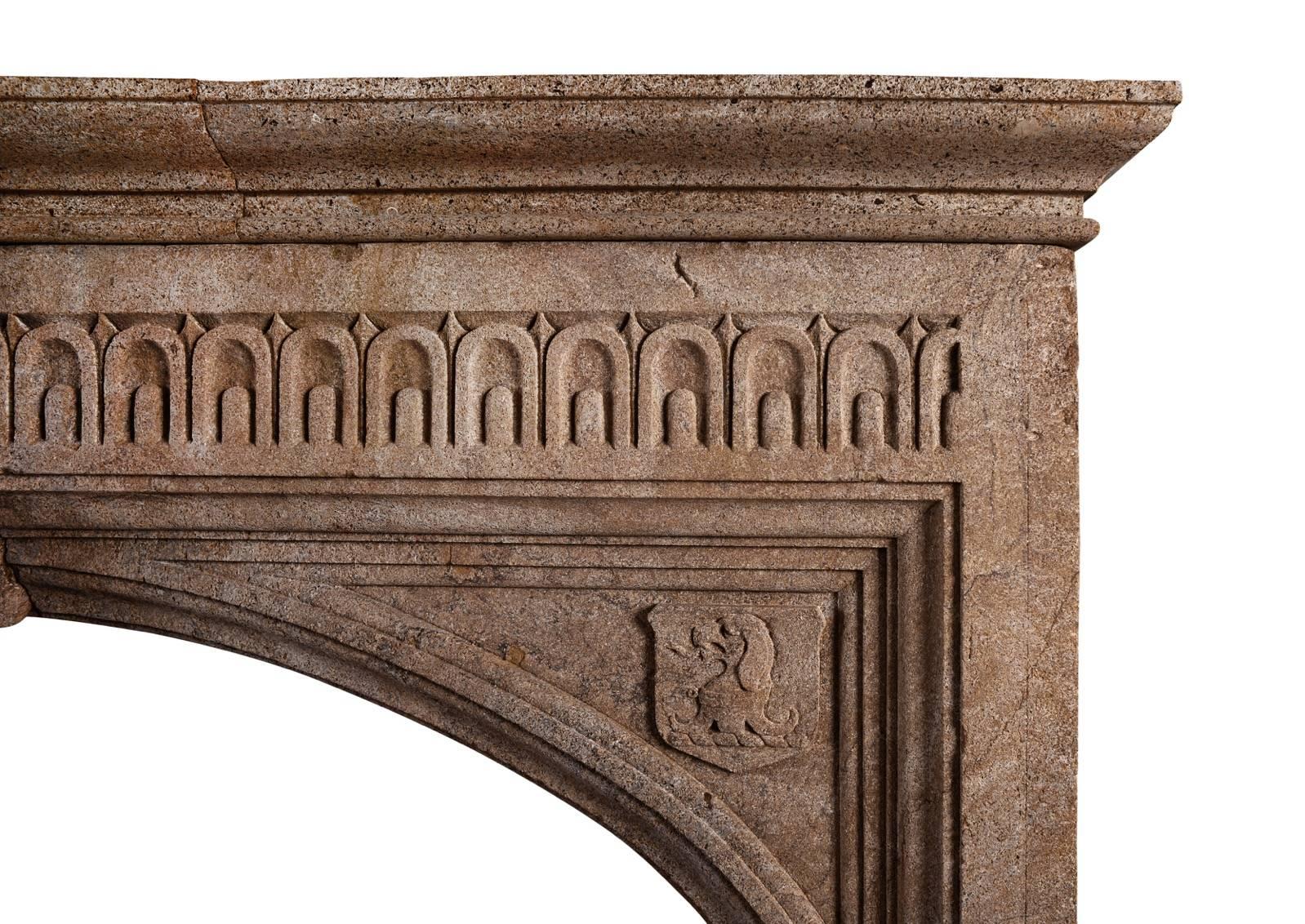 Large Gothic Hamstone Antique Fireplace at 1stDibs