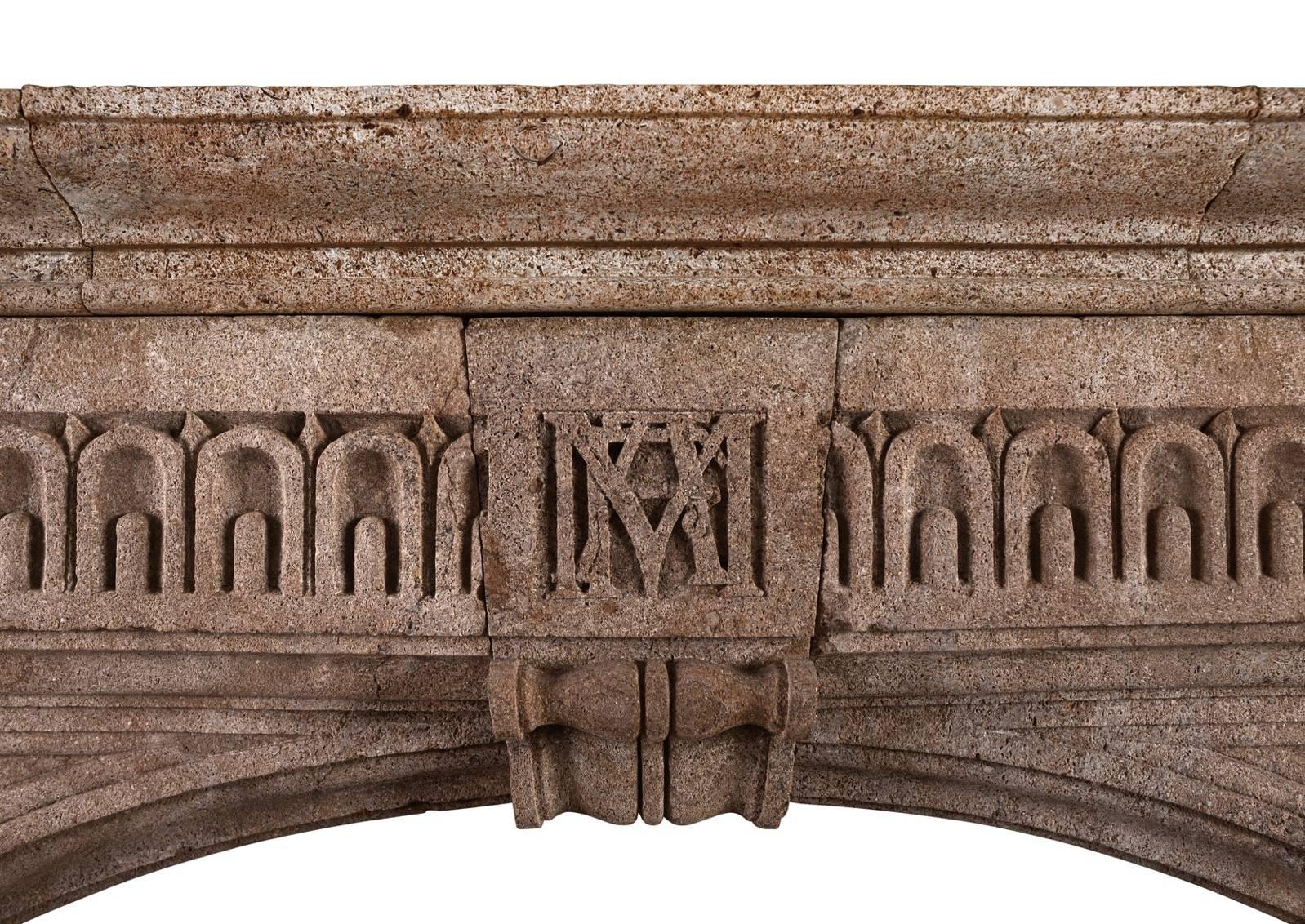 Large Gothic Hamstone Antique Fireplace at 1stDibs