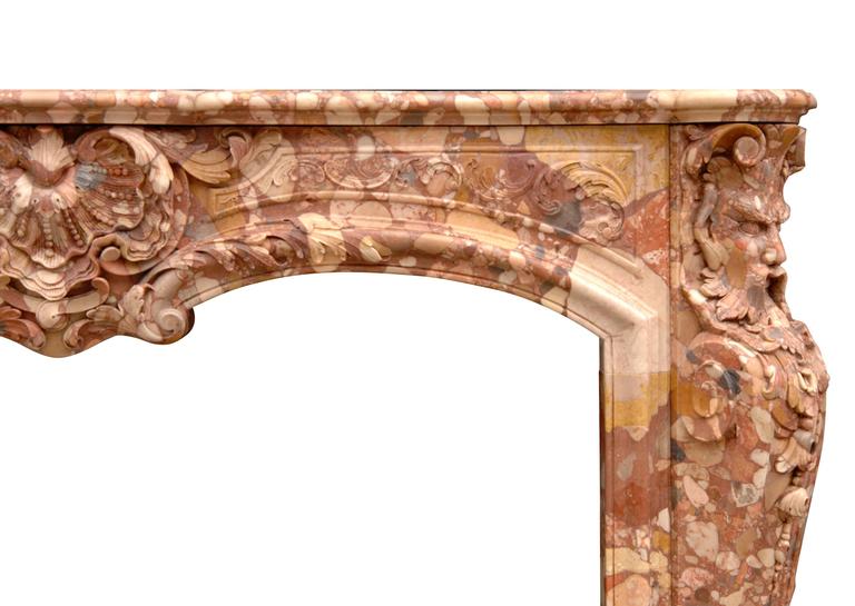 Unusual French Transitional Style Breche d'Alep Marble Fireplace at 1stDibs