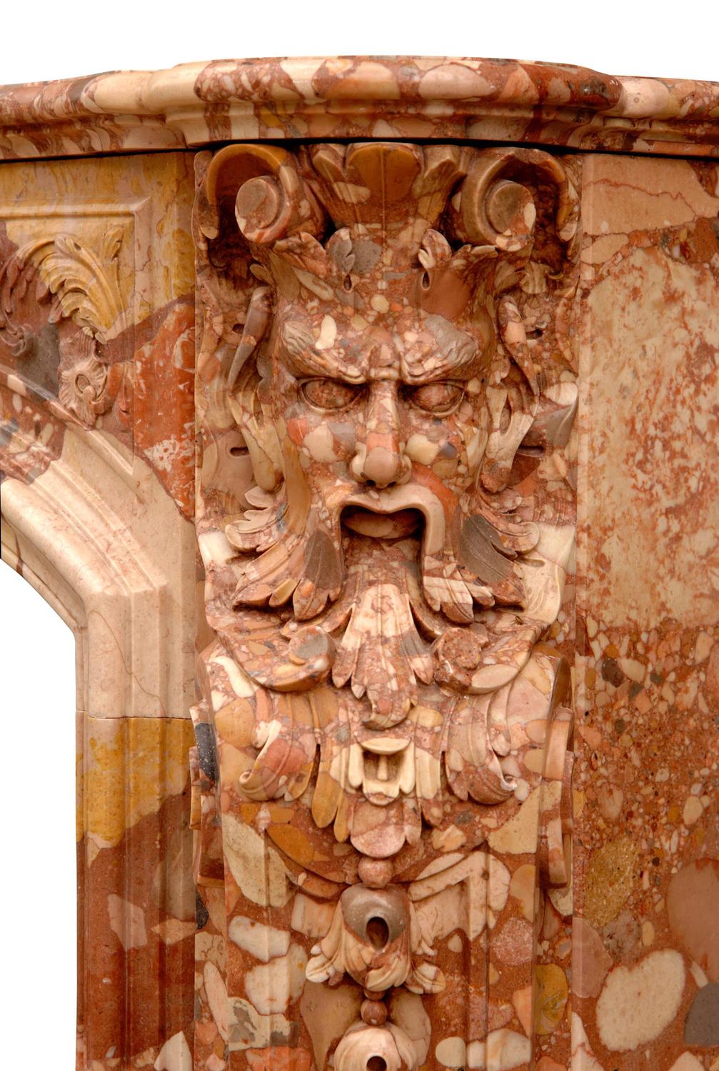 Unusual French Transitional Style Breche d'Alep Marble Fireplace For ...