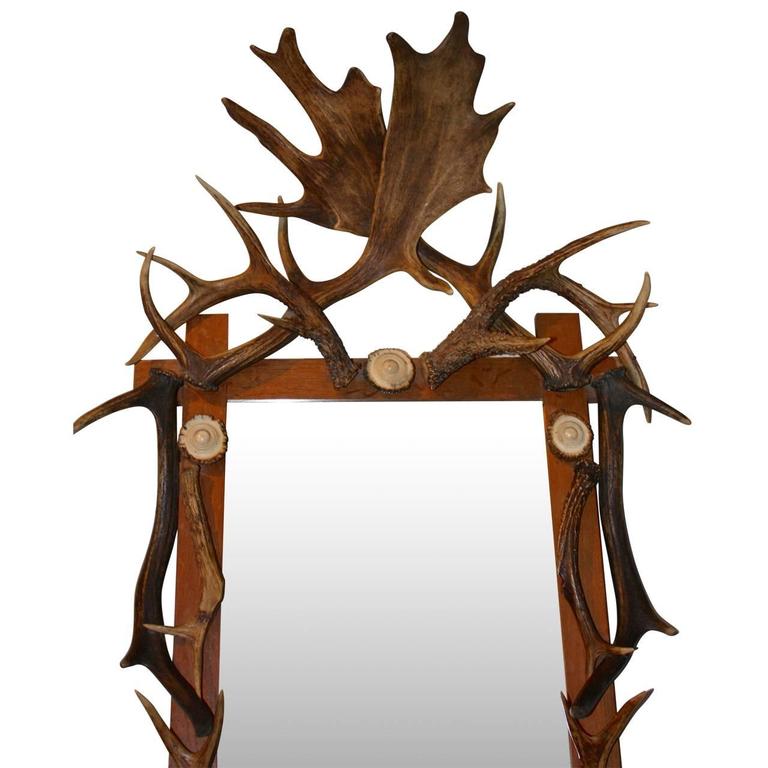 19th Century Black Forest Antler Mirror at 1stDibs