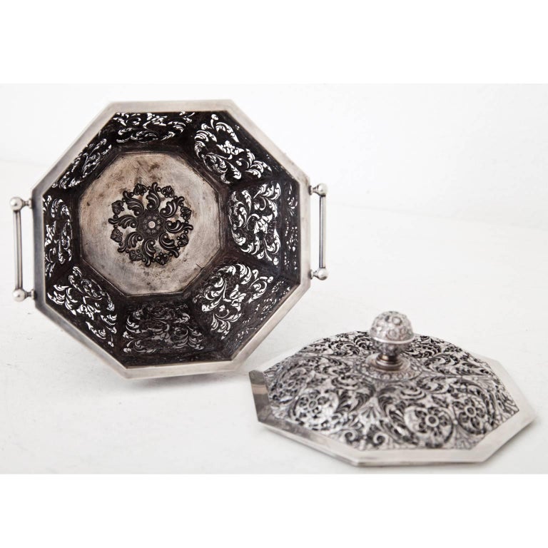 Octagonal Silver Scent Pot, Vienna, 1837 at 1stDibs