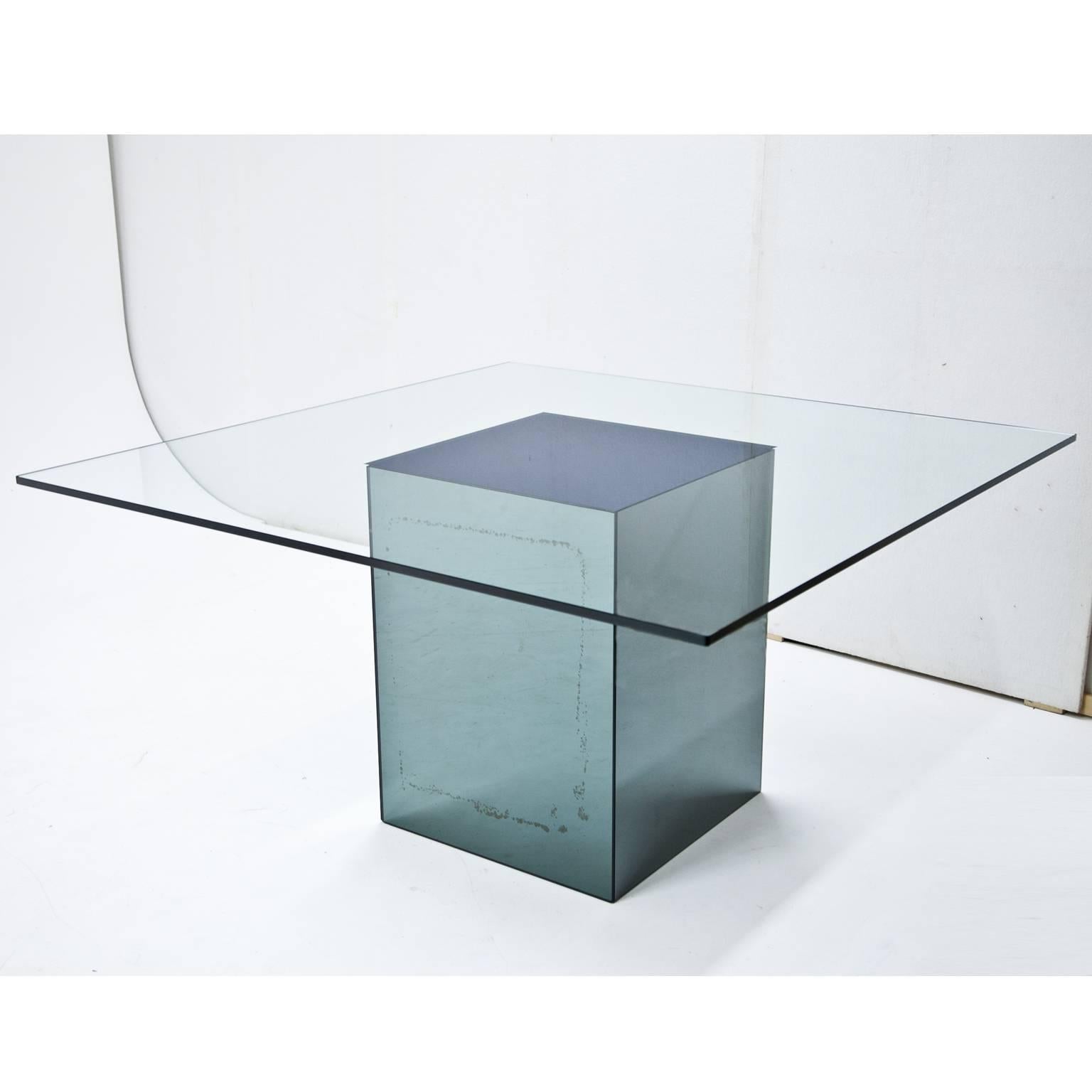 Square Dining Table 'Blok' by Nanda Vigo for Acerbis, Italy, 1971 For ...