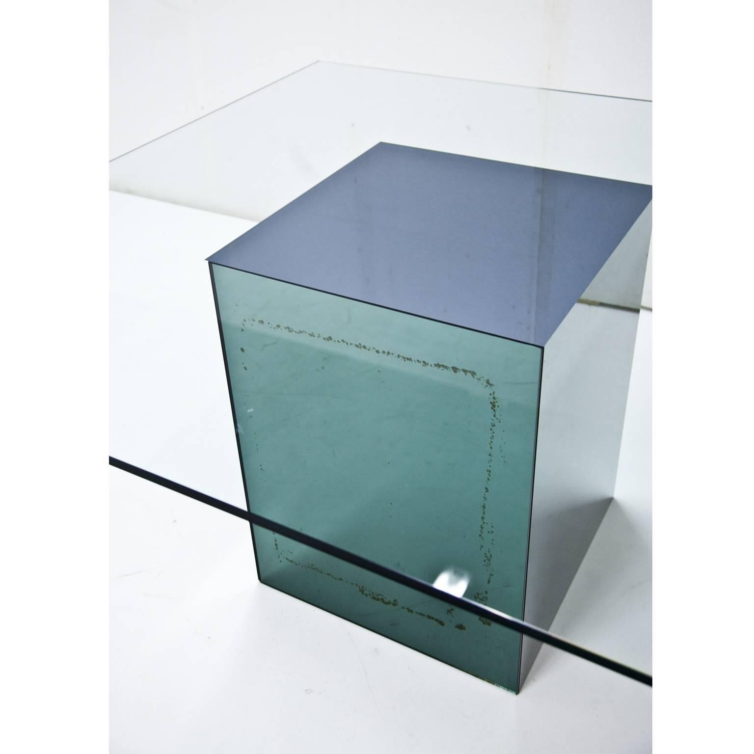 Square Dining Table 'Blok' by Nanda Vigo for Acerbis, Italy, 1971 For ...