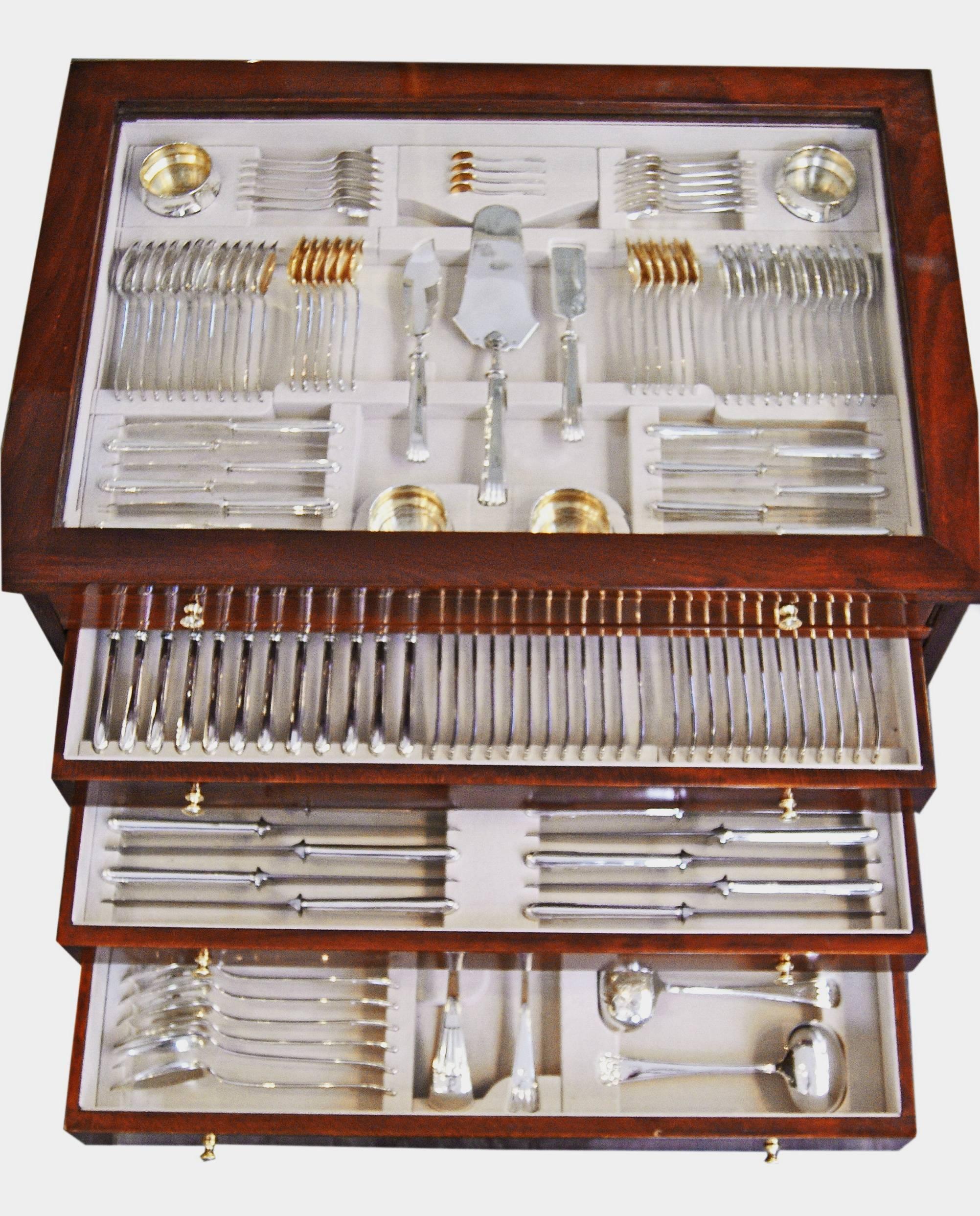 Silver 800 186-Piece Flatware Cutlery Set 12 Persons V.C.Dub Austria ...