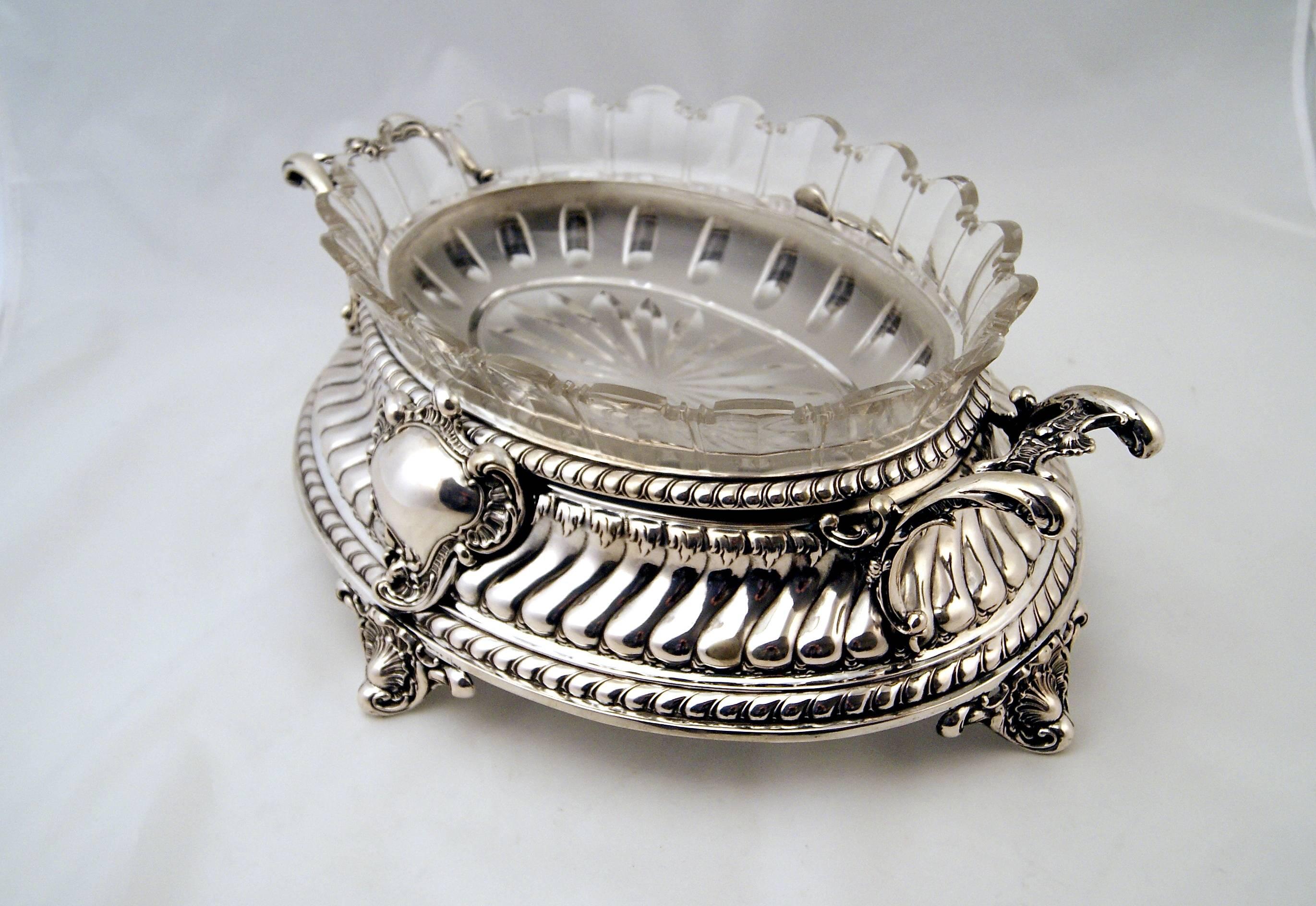 Art Nouveau Silver Jardiniere With Orig. Glass Insert, Koch and ...