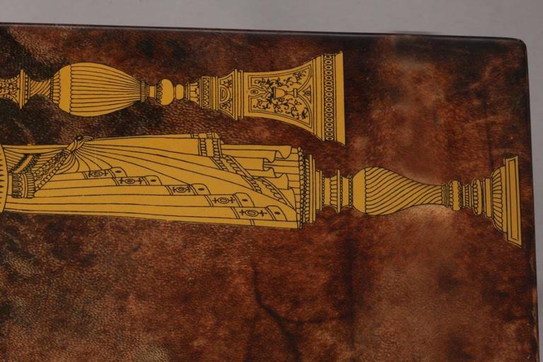 Aldo Tura 1950, Three Nesting Tables Goatskin, Decorated with Chess ...