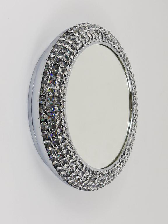 Round Chromed Crystal Backlit Wall Mirror, Austria, 1960s For Sale at ...