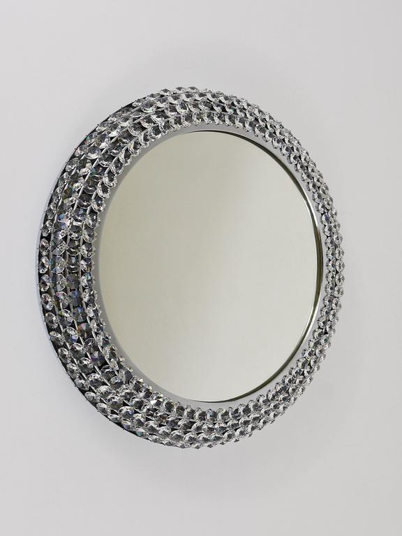Round Chromed Crystal Backlit Wall Mirror, Austria, 1960s For Sale at ...