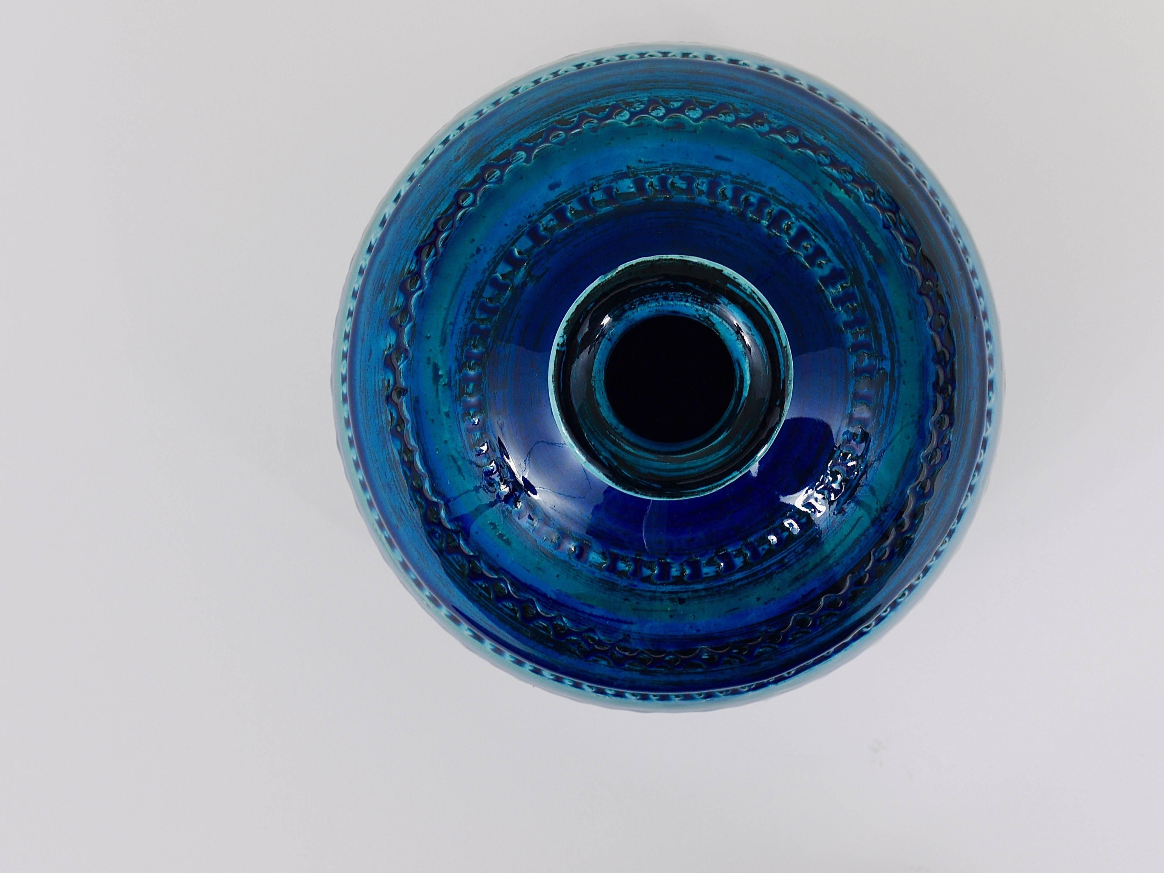Mid-Century Bitossi Rimini Blue Pottery Ball Vase by Aldo Londi, Italy ...