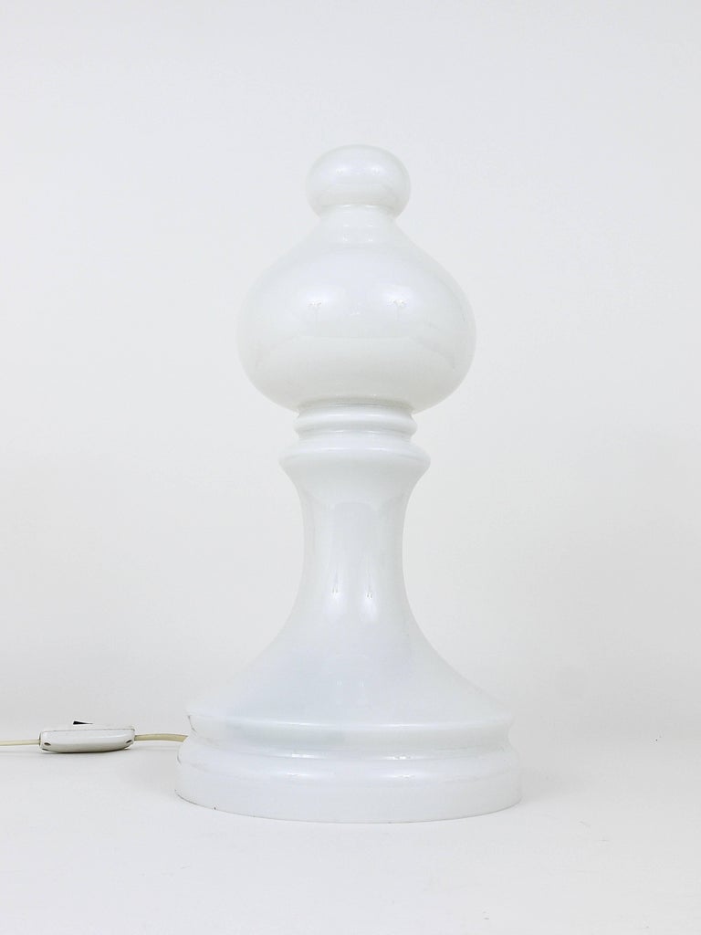 White Ivan Jakes Bishop Chess Lamp, Made of White Glass, Czechoslovakia ...