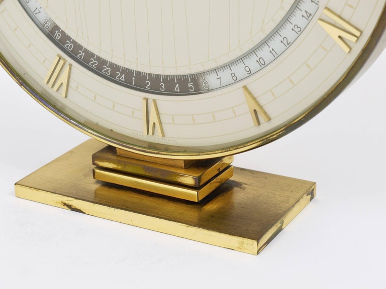 Large Midcentury Kienzle GMT World Time Zone Brass Table Clock, Germany, 1950s at 1stDibs